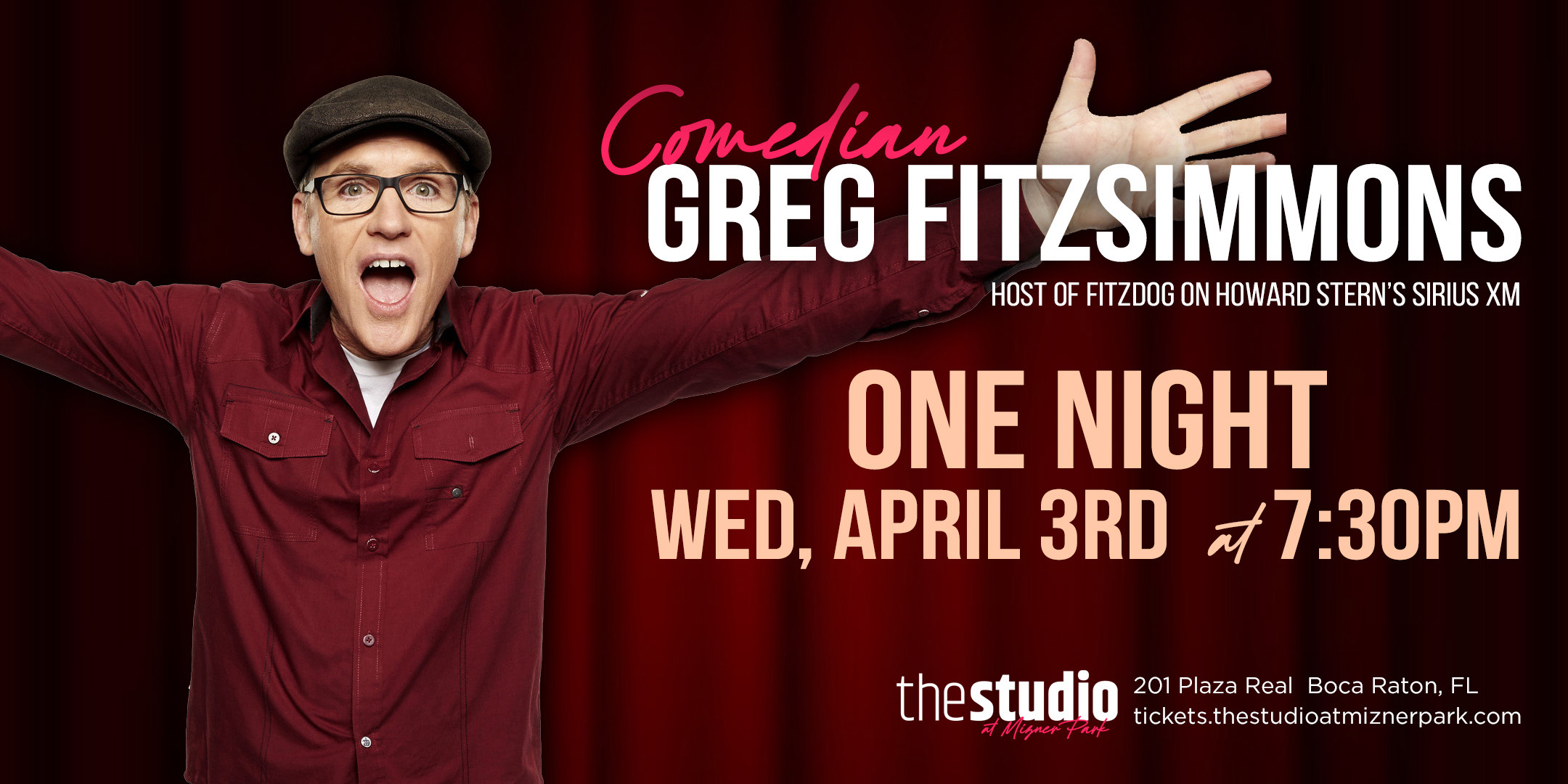 GIVEAWAY — Greg Fitzsimmons at The Studio at Mizner Park in Boca Raton ...